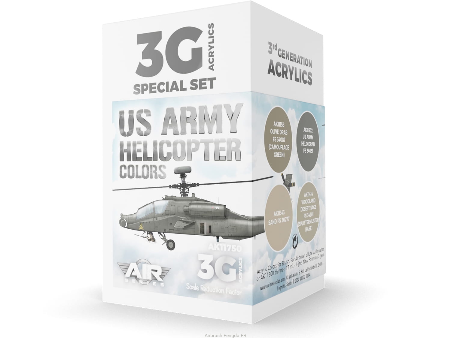 AK Acrylics 3Gen AIRCRAFT SET AK11750 US Army Helicopter Colors SET 3G ...