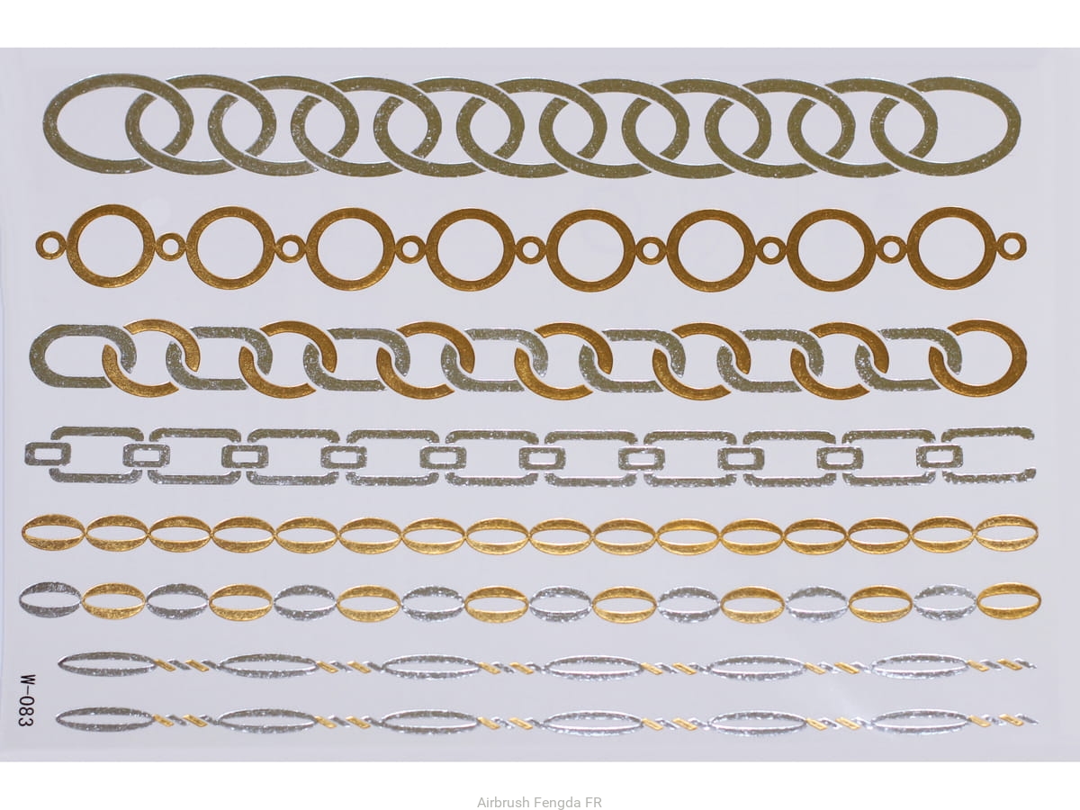 Gold Silver | Jewelry Flash Tattoo stickers W-083, 21x15cm